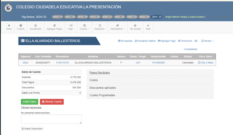 SigaWeb – Sistema de Gestión Académica
